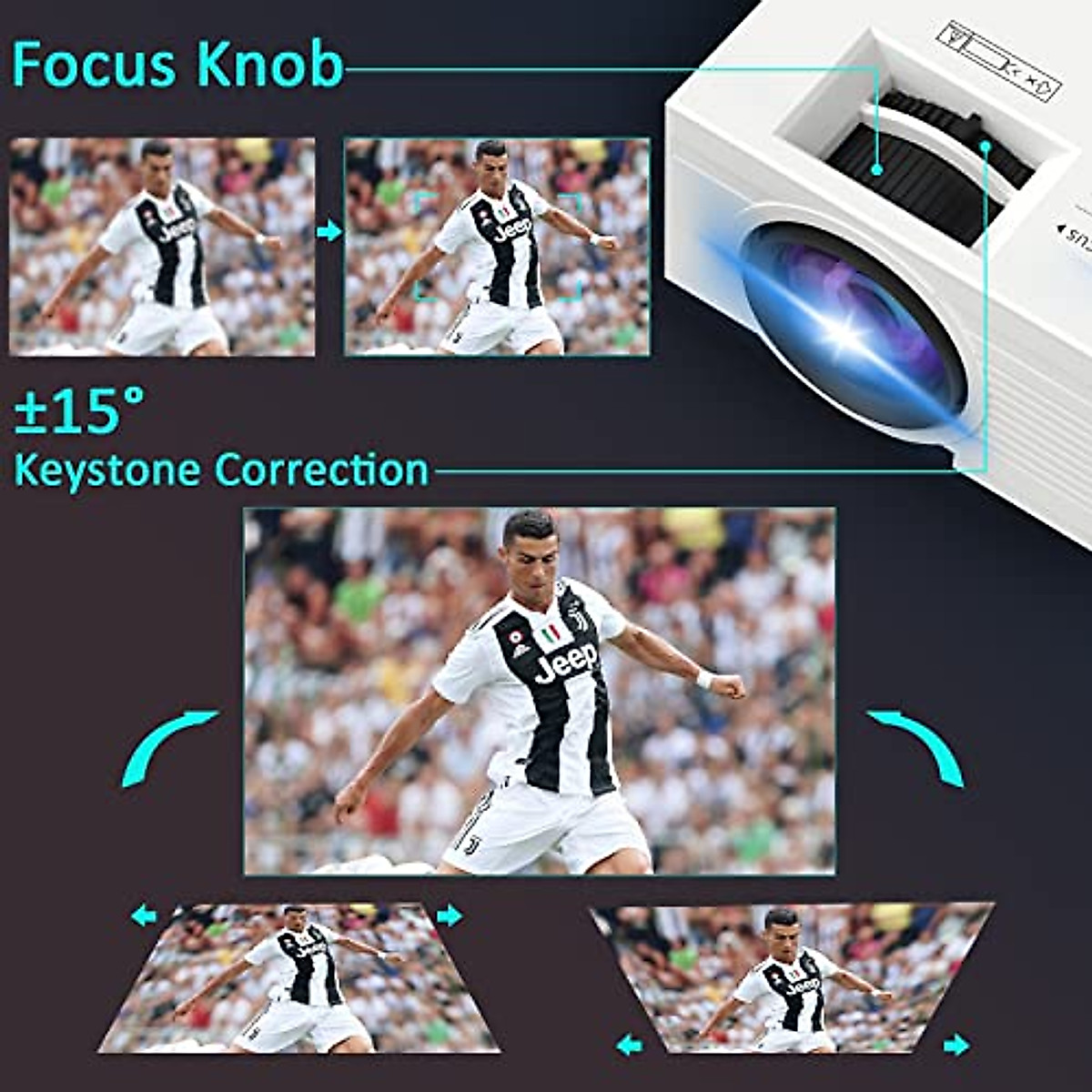 Mini Portable Projector 1080P Home Theater Video Projector - Full HD 8500 Lumens LED Movie Projector Compatible with HDMI, PS4, VGA, USB, TF, AV, Laptop, Smartphone, Small Outdoor Projector