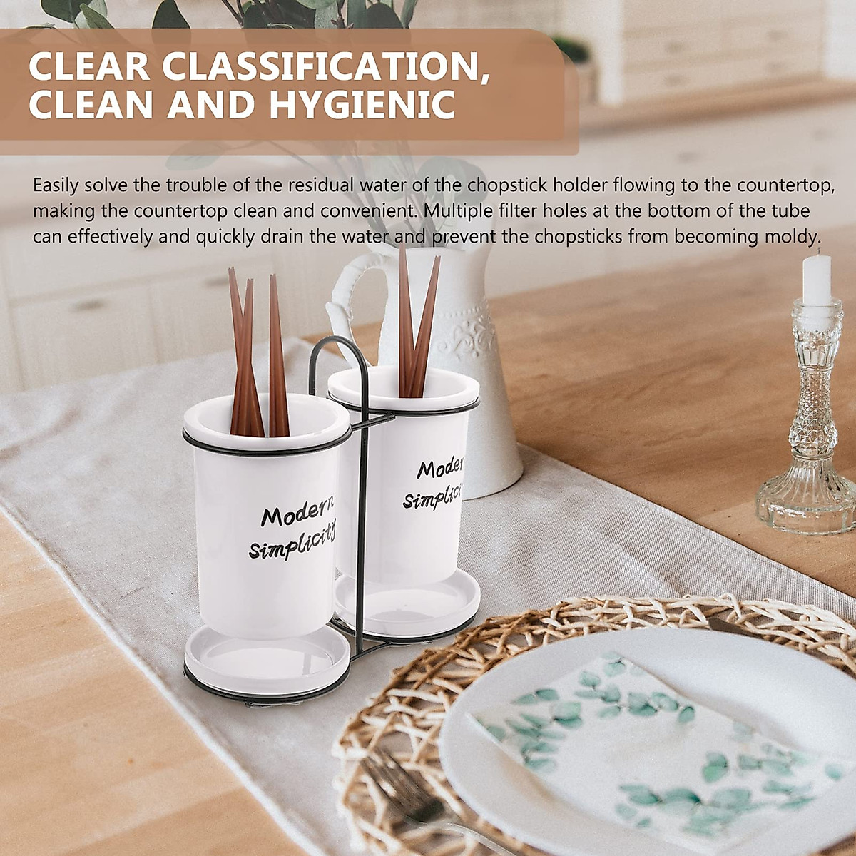 Angoily White Storage Box Ceramic Spoon Caddy Utensil Holder Japanese Countertop kitchen Utensils Organizer Chopstick Canister Cutlery Holder For Forks Knives Spoons Easy Chopsticks