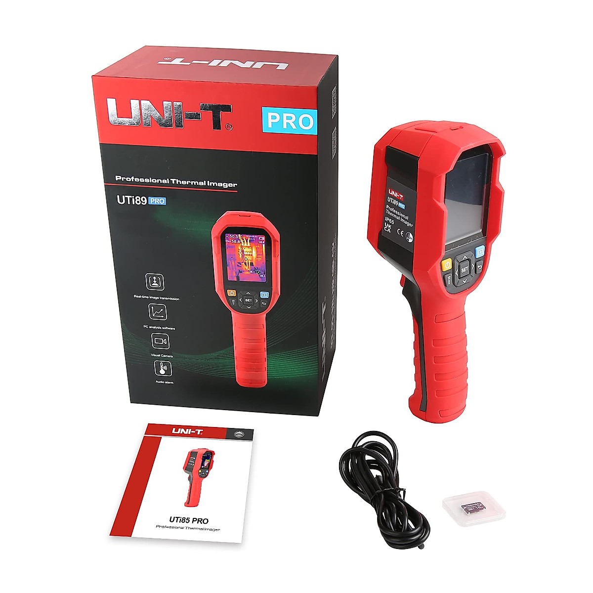UNI-T UTi89 Pro Thermal Camera Imager 80x60 IR Resolution Handheld Infrared Thermal Imaging Camera 4800 Pixels 9Hz Refresh Rate, IP65 Rechargeable 16GB MicroSD 2 Meter Drop Durability