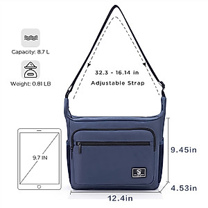 OIWAS Messenger Bag for Ladies Medium Size - RFID Blocking Pocket Anti Theft Crossbody Bag Lightweight Travel Daypack Purse fits 9.7 Inch Satchel Multi Compartments Handbag