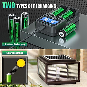 Taken 18500 Rechargeable Batteries, 3.7V 1500mAh Li-ion IMR 18500 Battery with Button Top for Flashlight, Solar Garden Light - 8 Pack