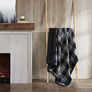 Eddie Bauer - Blanket, Super Soft Reversible Sherpa & Brushed Fleece Bedding, Throw Blankets for Couch, Ideal for Lounging (Cabin Plaid Grey)