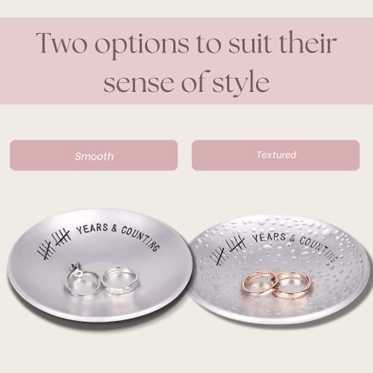 PureRejuva 10th Anniversary Tin Gifts – 4 In, Engraved, Aluminum Wedding Ring Holder Dish & Gift Box – 10 Year Anniversary for Him & 10 Year Anniversary for Her Smooth Style