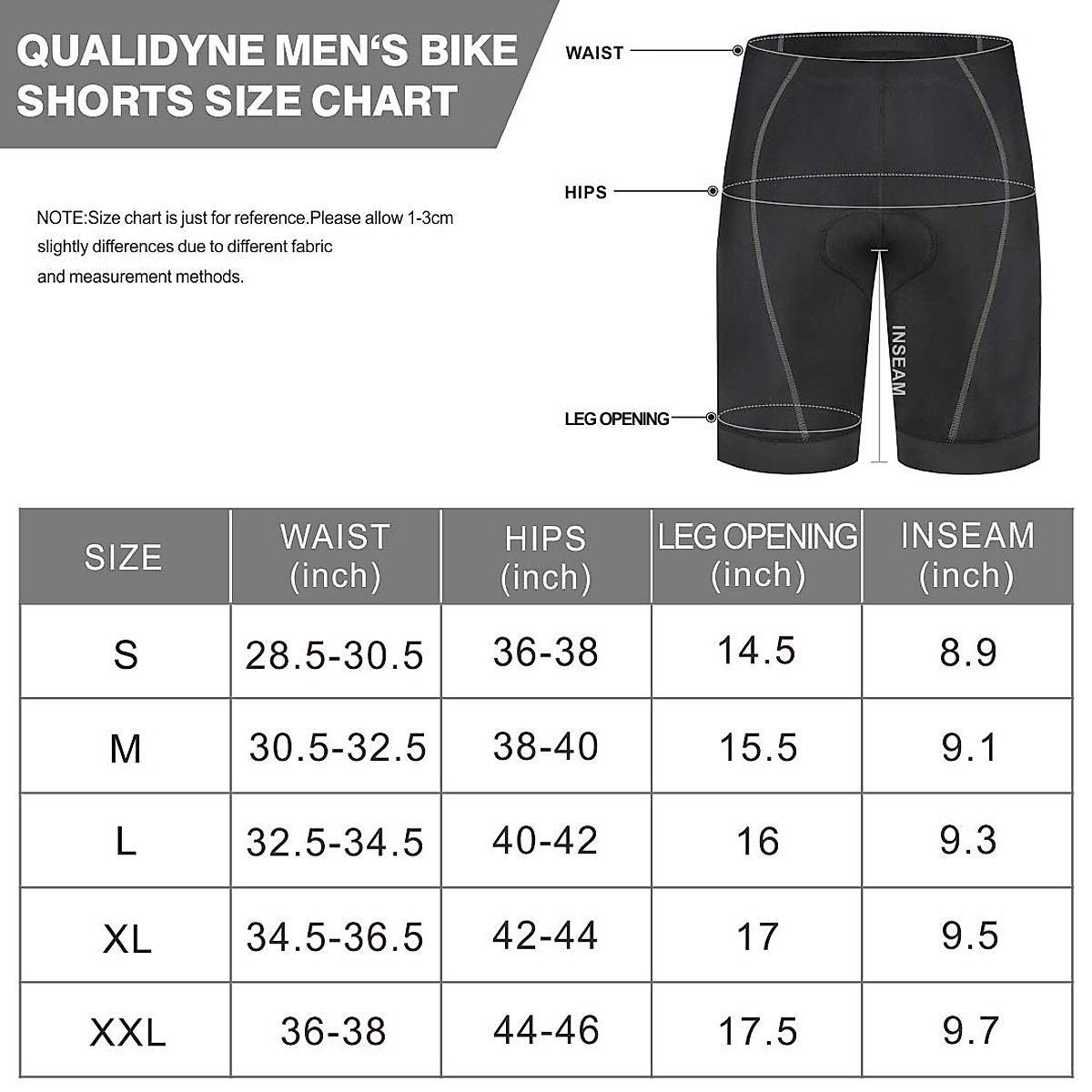 qualidyne Men's Cycling Bike Shorts 3D Padded Bicycle Riding Bike Biking Pants Cycle Shorts