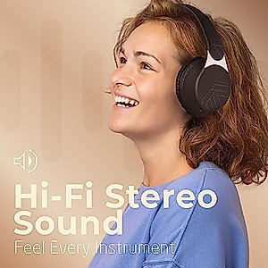 PowerLocus Bluetooth Headphones Over Ear, Wireless Headphones, Foldable Headphone with Hi-Fi Stereo, Built-in Microphone, Soft Earmuffs, Micro SD, Wireless and Wired Headphone for iPhone/iPad/PC/TV