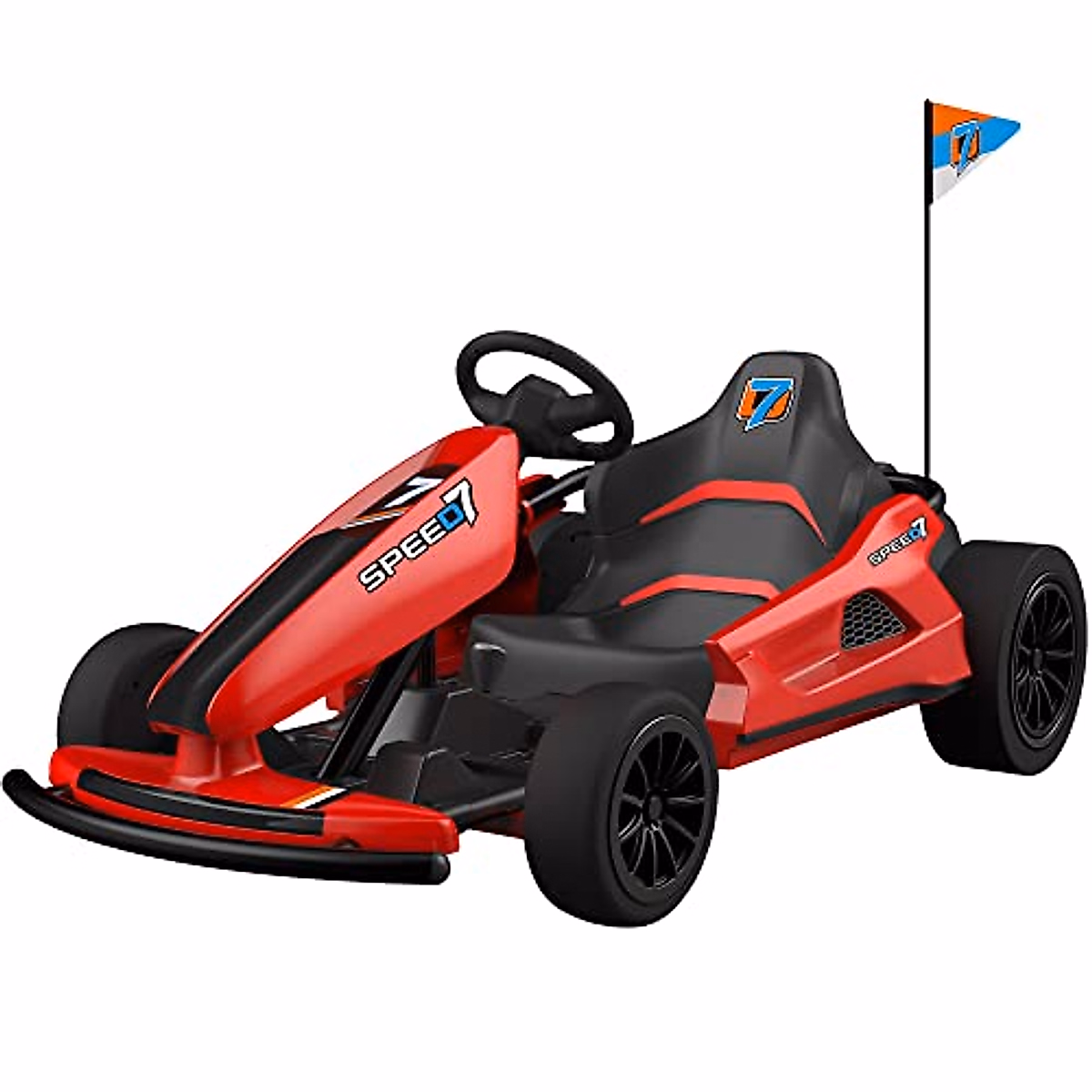 sopbost 24V Electric Drift Kart 7.5MPH High Speed Go Kart for Kids Aged 6+ Battery Powered Ride On Car Toy 2WD Motorized Go Carts Drifting Vehicle, Music Play, Red
