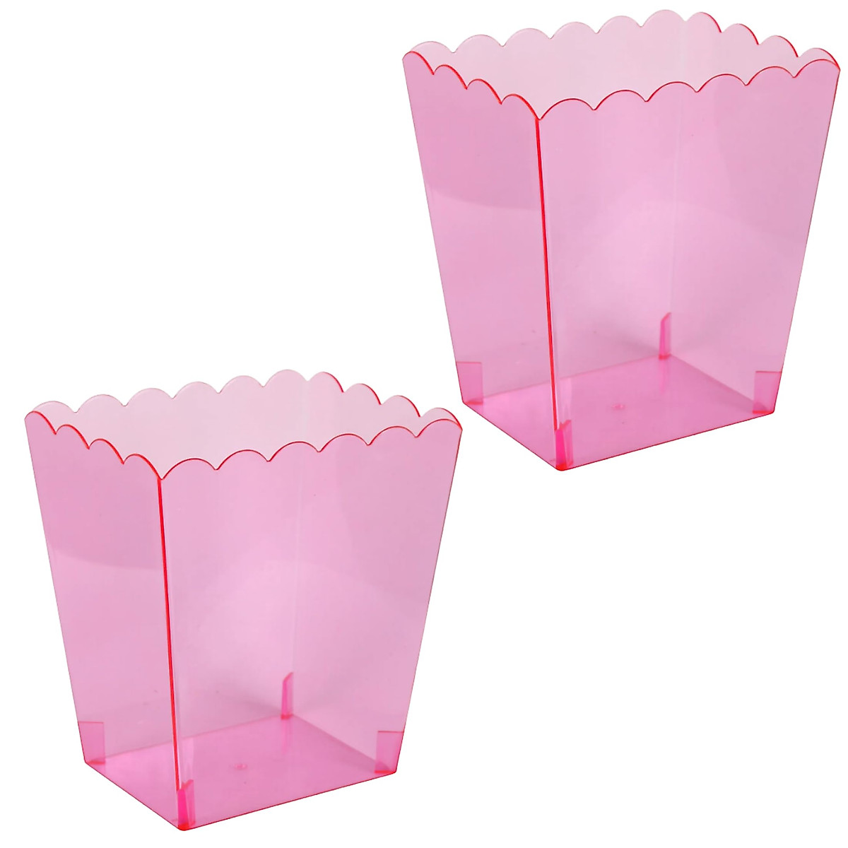 ACHED Light Pink Candy Container 2Pcs Plastic Trifle Dishes 2Pcs Scalloped Plastic Bucket 5.625x4.5x6 2Pcs Plastic Container 8x7x8.8 6Pcs Plastic Scoop 6x3x1 Sets Pack of 12 with Bonus Ankara Tote Bag