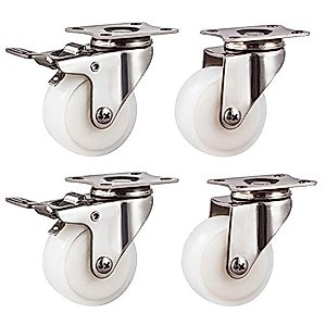 Small Furniture Caster Wheels,Swivel Plate Castors Wheels,Moving Trolley Caster,360 Degree No Noise Wheels,for Industrial Table Cabinet Shelves,Pack of 4,White (Color : Universal, Size : 40mm)