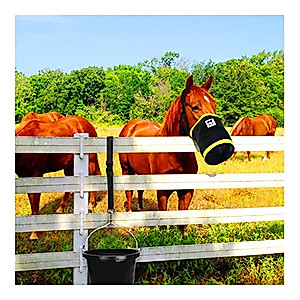 Gigco21 Horse Feed Bag with Bucket Strap, Made of Heavy Duty Nylon Mesh and 1680D Oxford Fabrics, Spill-Proof Design, Reinforced at Bottom with Webbing Strap. Comfort Neck and Nose Pad.