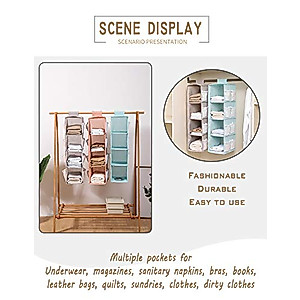 AARAINBOW 2 Packs Hanging Closet Organizer with 4 Shelf Wardrobe Clothes Organizer with 12 Side Pockets, Collapsible Hanging Storage for Sweater Pants Bra Socks (Gray Pink)