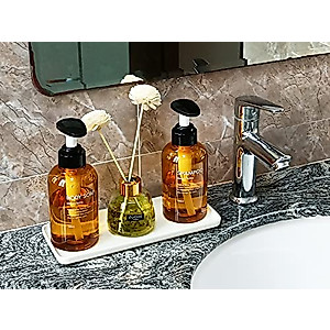 Ceramic Tray, Bathroom Sink Tray, Kitchen Countertop Tray, Vanity Tray, Cosmetics Dish, Candle Tray, Dessert Tray, Perfume Shampoo Liquid Soap Tray,Simple Style Design Suit for Home (White)