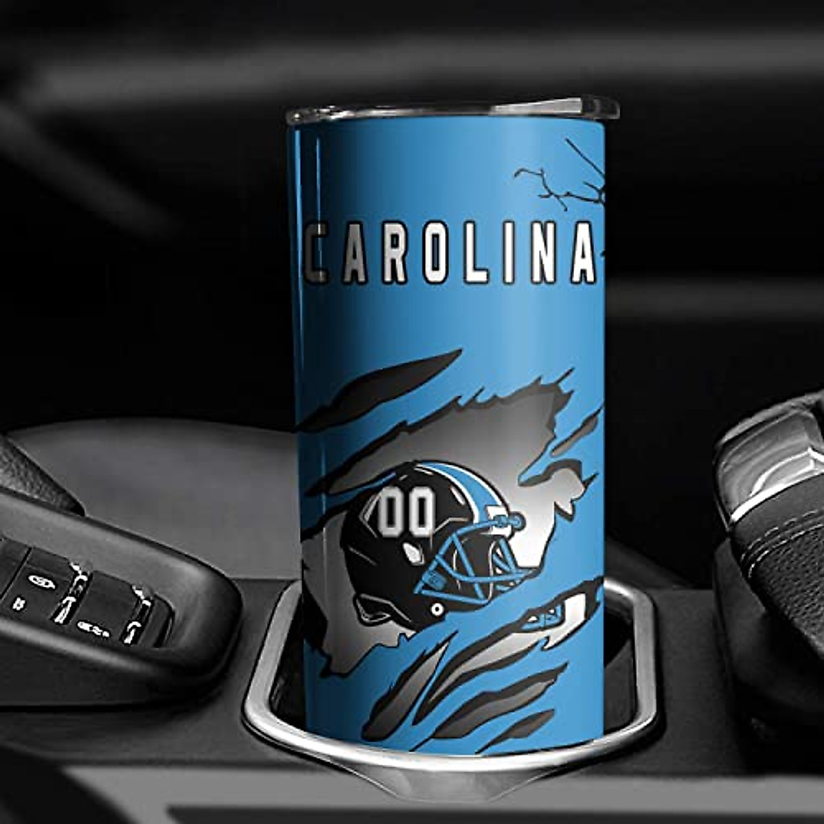 20oz Customs Football City Tumbler with Lid and Straws, Personalized Football GIfts for Fans, Travel Cup Adds Your Name and Number