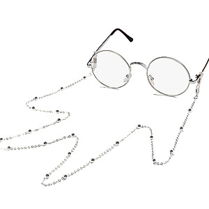 ZOORON Eyeglass Chains for Women, Premium Beaded Eyeglass Necklace Chain Cord, Eye Glasses String Holder 2Pack-Rose Gold & Silver