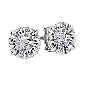 1 1/4 1.25 Carat Total Weight White Round Diamond Solitaire Stud Earrings Pair set in 14K White Gold 4 Prong Screw Back (H-I Color SI2-I1 Clarity)
