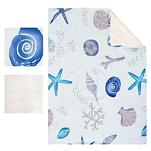Brandream Boys Nursery Bedding Blue White Beach Theme Baby Crib Bedding Set with Starfish Seashell, 100% Cotton
