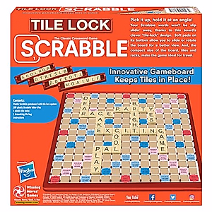 Tile Lock Scrabble by Winning Moves Games USA, Innovative Gameboard "Locks" Tiles In Place, for 2 to 4 Players, Ages 8 and Up