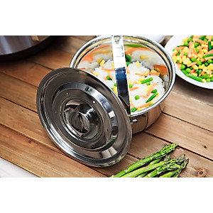 Hatrigo Multi-Purpose Bowl Stackable Steamer Insert Pans for Pot in Pot with Handle Lid, PIP Compatible with Instant Pot Accessories 6 qt 8 qt only, Ninja Foodi Instapot Accessory (7.5 in x 4.5 in)
