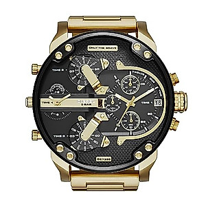 Diesel Men's 57mm Mr. Daddy 2.0 Quartz Stainless Steel Chronograph Watch, Color: Black, Gold (Model: DZ7333)