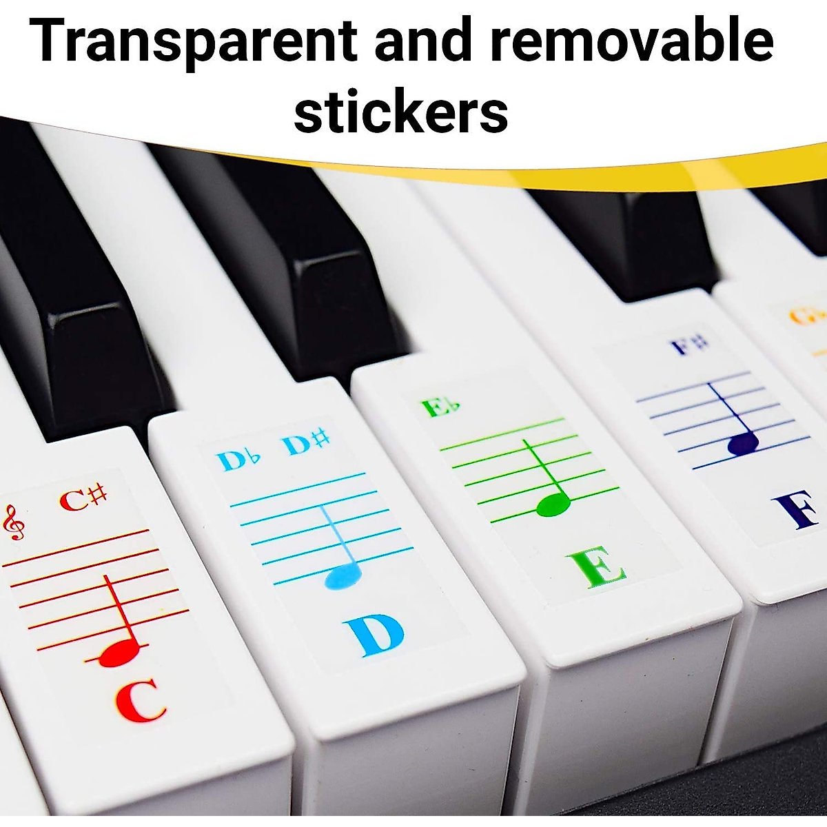 QMG Color Piano and Keyboard Stickers and Complete Color Note Piano Music Lesson and Guide Book 1 and Book 2 for Kids and Beginners; Designed and Printed in USA
