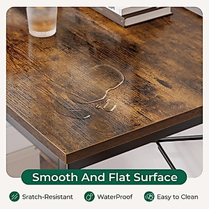 Huuger L Shaped Computer Desk with Reversible Storage Shelves, Gaming Corner Desk for Home Office, Writing Study Desk with Metal Frame, Rustic Brown