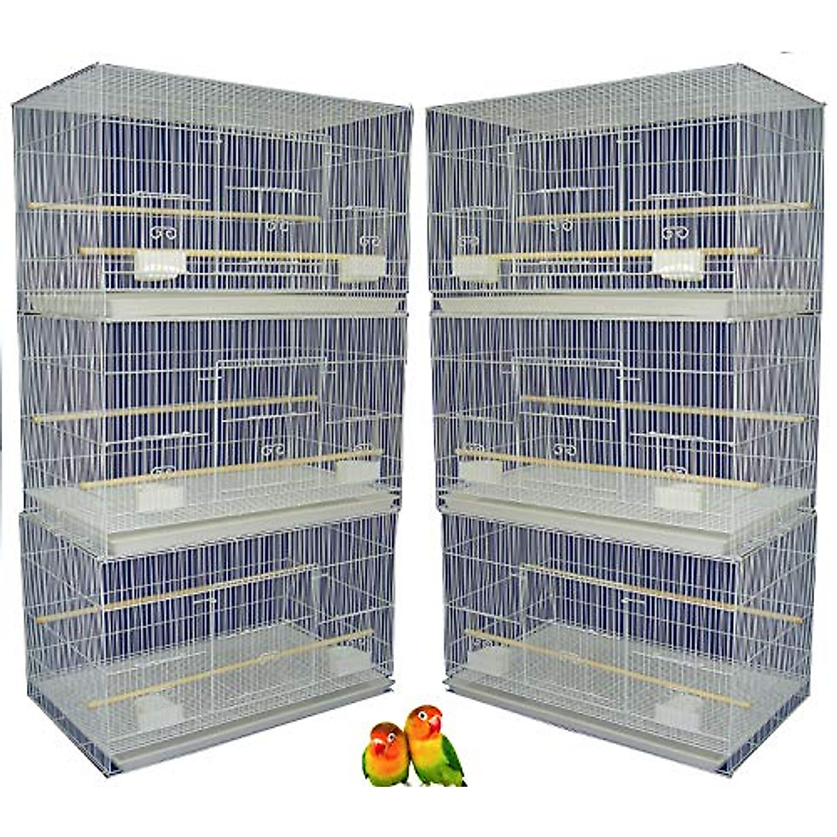 Lot of 6 Aviary Breeding Bird Finch Parakeet Aviary Canary Lovebird Budgie Flight Cage 24"x16"x16"H (White)