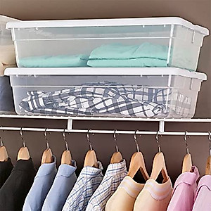 Sterilite 28 Quart Multipurpose Clear Plastic Stacking Storage Container Tote with Secure Lid for Under Bed or Closet Organization, 20 Pack