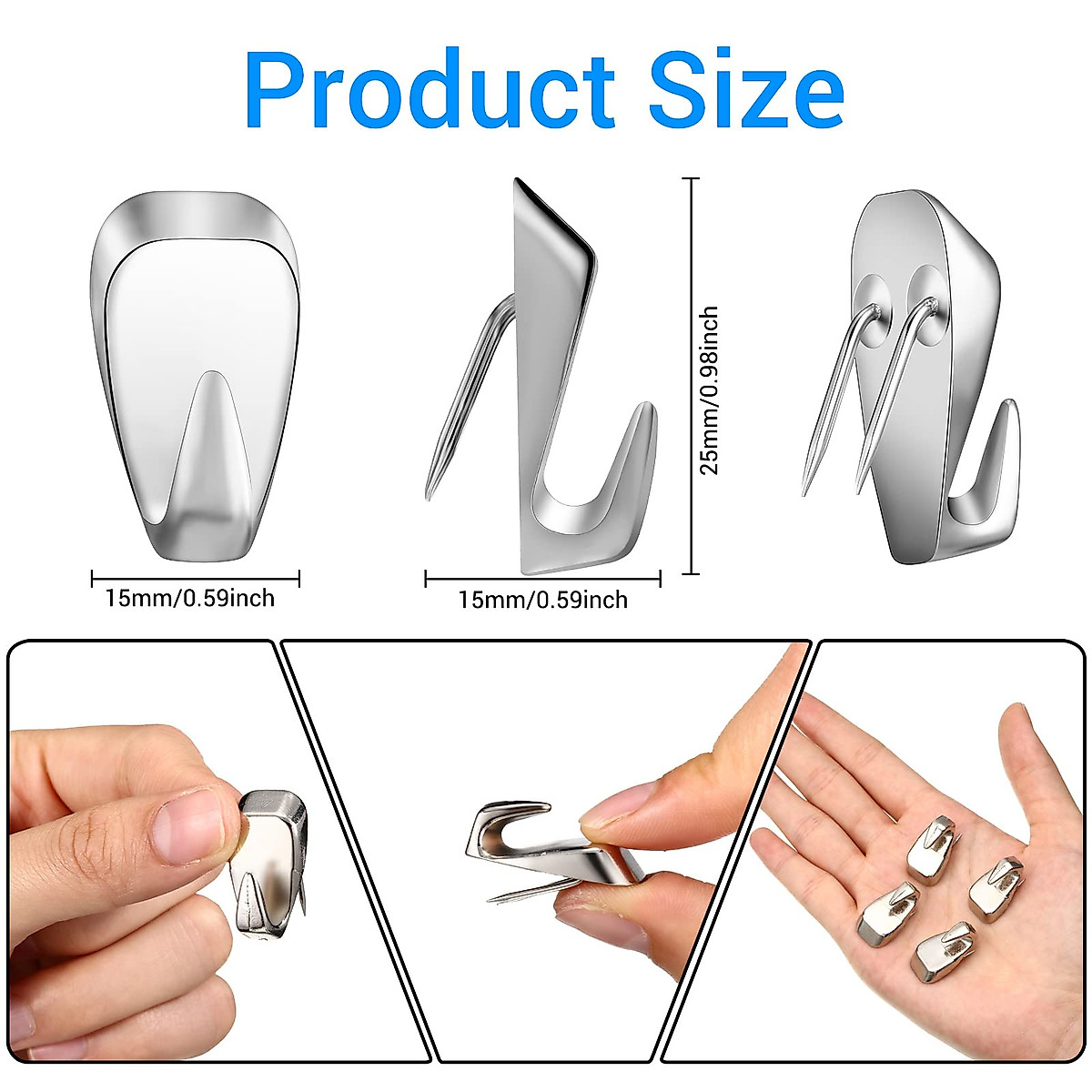 LEIFIDE Cubicle Hooks Fabric Panel Wall Hooks Cubicle Clips Picture Hangers for 40 Lbs Office Home Kitchen Room Board Hanging Supplies(Silver,10 Pieces)