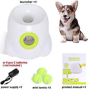 Piwerod Automatic Dog Ball Launcher, Tennis Ball Thrower Machine for Small and Medium Dogs, Interactive Dog Toys, 3PCS Tennis Balls Included (2 inch)