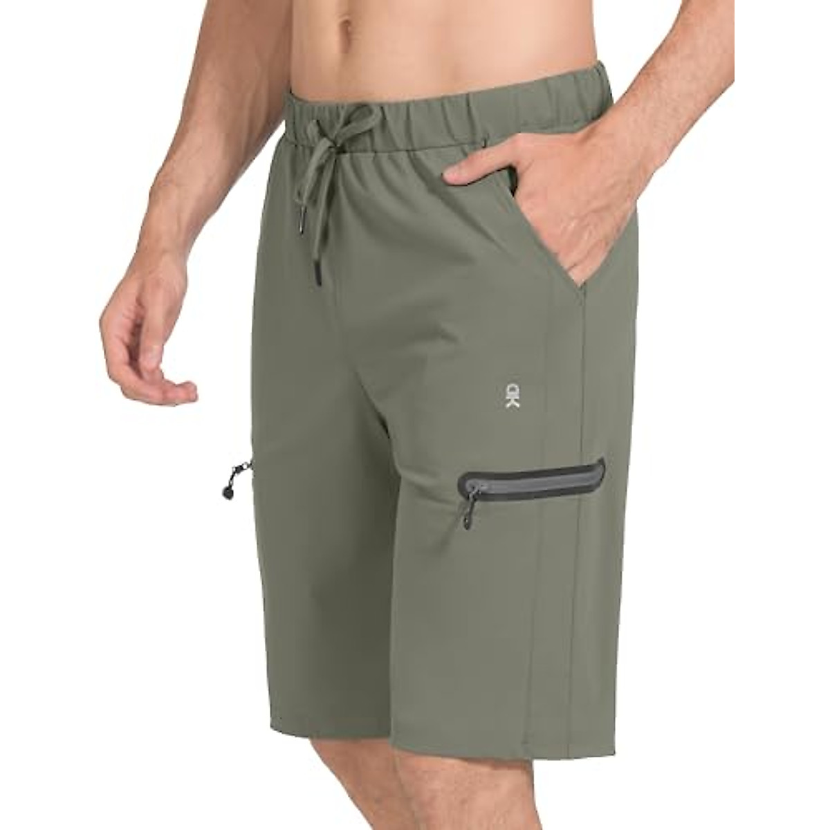 Little Donkey Andy Men’s Ultra-Stretch Quick Dry Lightweight Bermuda Shorts Drawstring Zipper Pocket Hiking Travel Golf Sage S