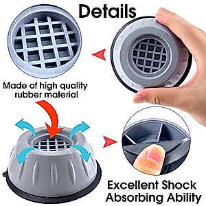 VAIIEYO 4Pcs Shock & Noise Cancelling Washing Machine Support, Anti Slip Rubber Washing Machine Feet Pads, Washing Machine Stabilizer, Anti-Walking Rubber Pads for Home Appliances, Universal Size