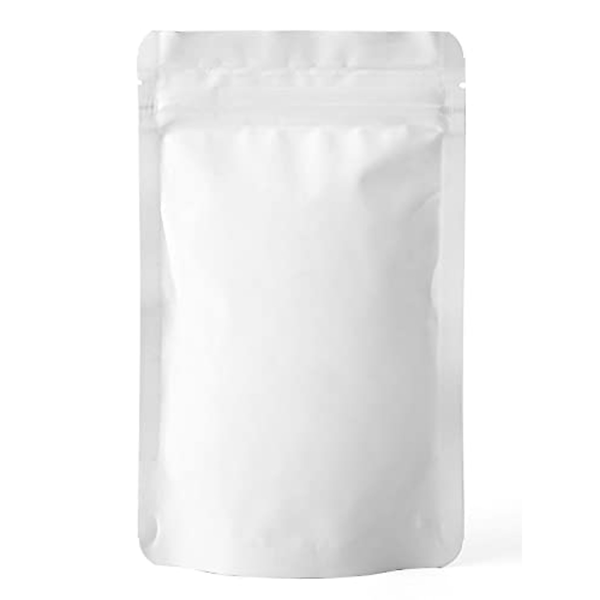 100 Pack Mylar Bags for Food Storage - 5.3 mil,5.1x8.2 inches - Matte White Stand Up Resealable Packaging Pouch