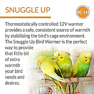 K&H Pet Products Snuggle-Up Bird Warmer, Caged Bird Heater for Small Exotic Birds Like Parakeets or Cockatiels, Bird Heater for Cage - Gray Small 3 X 5 Inches