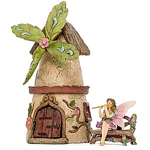 Patio Eden Miniature Fairy Garden House Kit - Mini Fairy Figurines - Indoor or Outdoor 3 Piece Accessory Set