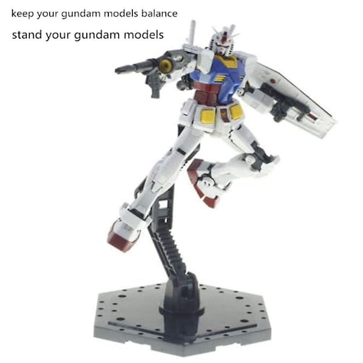 Bioristar HG RG Hobby Action Base Gundam Model Stand Hobby Display Stand Model Pieces Shelves Plastic Rack Organizer (1/144 Scale) (4 pack Black with 1 pack shelf)
