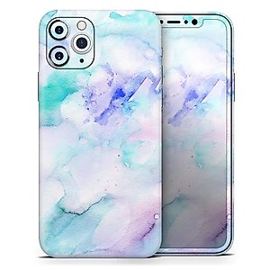 Design Skinz Mint 9 Absorbed Watercolor Texture - DesignSkinz Protective Vinyl Decal Wrap Skin Cover Compatible with The Apple iPhone XR (Full-Body, Screen Trim & Back Glass Skin)