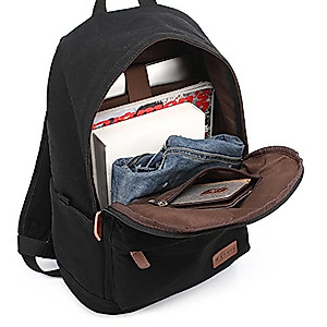 KAYOND Casual Style Lightweight canvas Laptop Bag/Durable Travel backpacks/Rucksack for Men&Women/Fashion Backpack Fits 15 inch Notebook (Black)