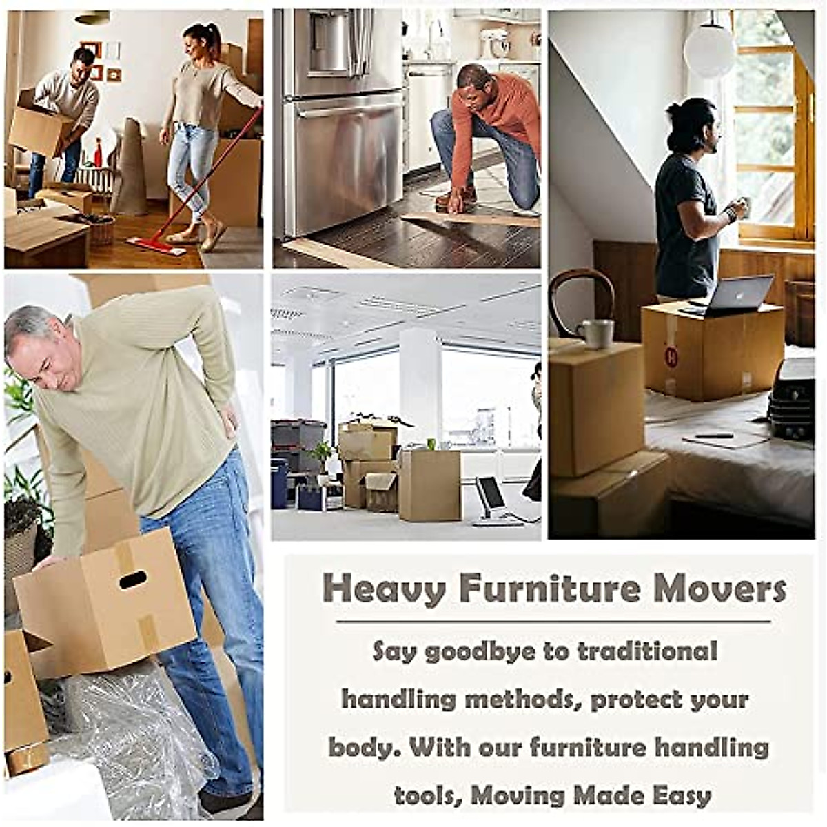 Furniture Sliders Dolly Movers, Furniture Moving Tools, Heavy Duty Furniture Lifter Kit, Safe Transport Tool Include 4 Universal Wheel Sliders and Crowbar, for Various Furniture