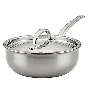 Hestan - NanoBond Collection - Titanium Stainless Steel Saucier Pan with Lid, Induction Cooktop Compatible, 2-Quart