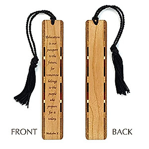 Malcolm X Education Quote Engraved Wooden Bookmark - Also Available with Personalization - Made in The USA