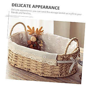 Amosfun Wicker Cutlery Basket Wardrobe Basket Small Wicker Basket Home Storage Basket Bread Magazine Storage Basket Seaweed Baskets Toy Basket Rattan Desktop Basket Baby Cosmetic