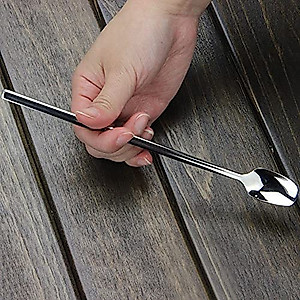 4-Piece 8-Inch Long Handle Spoon, Coffee Stirrers, Iced Teaspoon,Ice Cream Spoon,Premium 18/10 Stainless Steel Cocktail Stirring Spoons, Set of 4
