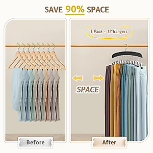 HOMEBROS Legging Organizer for Closet, HOMEBROS 2 Packs Wooden Closet Leggings Hanger Organizer with 24 Clips Space Saving Multi Clip Hanger with 360° Swivel Hook for Pants Scarfs Hats - Black