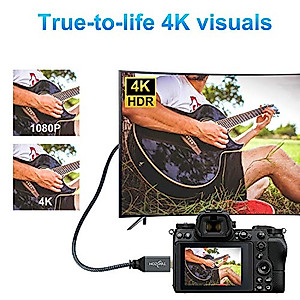 Twozoh Long 4K Micro HDMI to HDMI Cable 15FT, High-Speed Full HDMI to Micro HDMI Braided Cord Support 3D 4K/60Hz 1080p