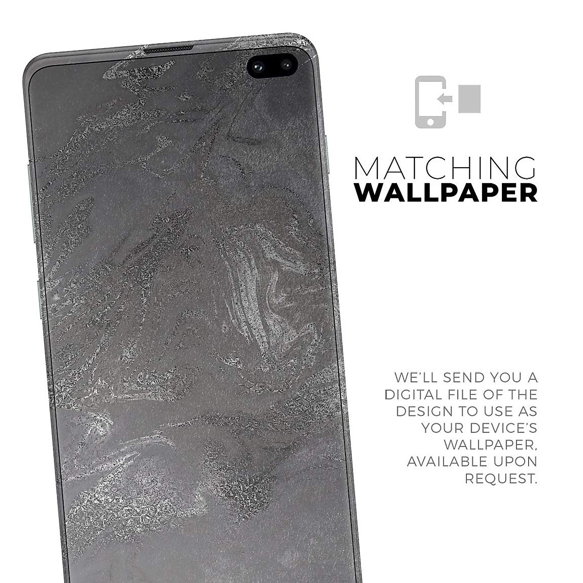 DesignSkinz Black & Silver Marble Swirl V5 Protective Vinyl Decal Wrap Skin Cover Compatible with The Samsung Galaxy S20 (Screen Trim & Back Glass Skin)