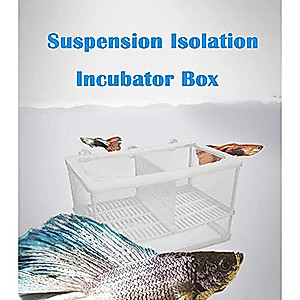 Aquarium Fish Breeder Box, Fish Isolation Box, Hatching Box, Juvenile Fish Spawning Incubator, Water Isolation Net Hatcher, Nylon Mesh Fish Fry Hatchery Breeder Box Separation Net（White L）