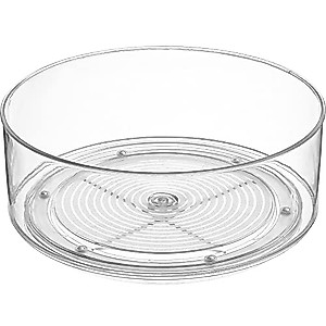 Home Intuition Round Plastic Lazy Susan Turntable Food Storage Container for Kitchen (1 Pack)