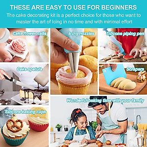 Cake Decorating Tools Piping Bags & Tips Set 115 Pcs, Cake Decorating Kit with 42 Piping Tips,Cake Decorating Supplies with Frosting Tips&Bags Cupcake Cookie Decorating Supplies Gifts for Kids