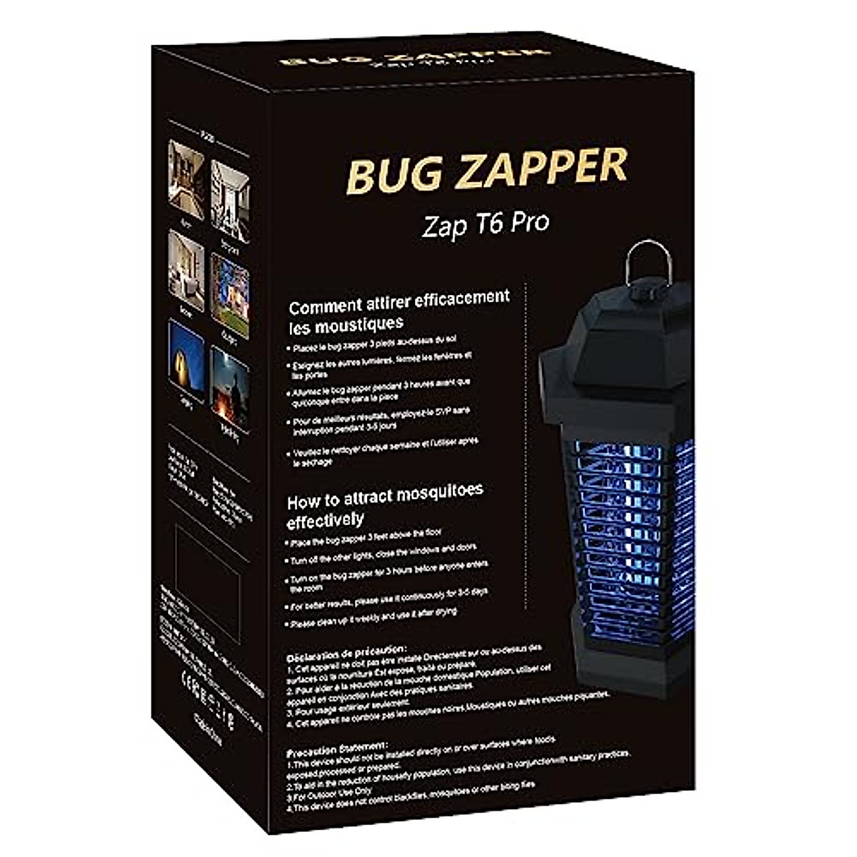 GOOTOP Bug Zapper Outdoor Electric, Mosquito Zapper, Fly Traps, Fly Zapper, Mosquito Killer, 3 Prong Plug, 90-130V, ABS Plastic Outer (Black)