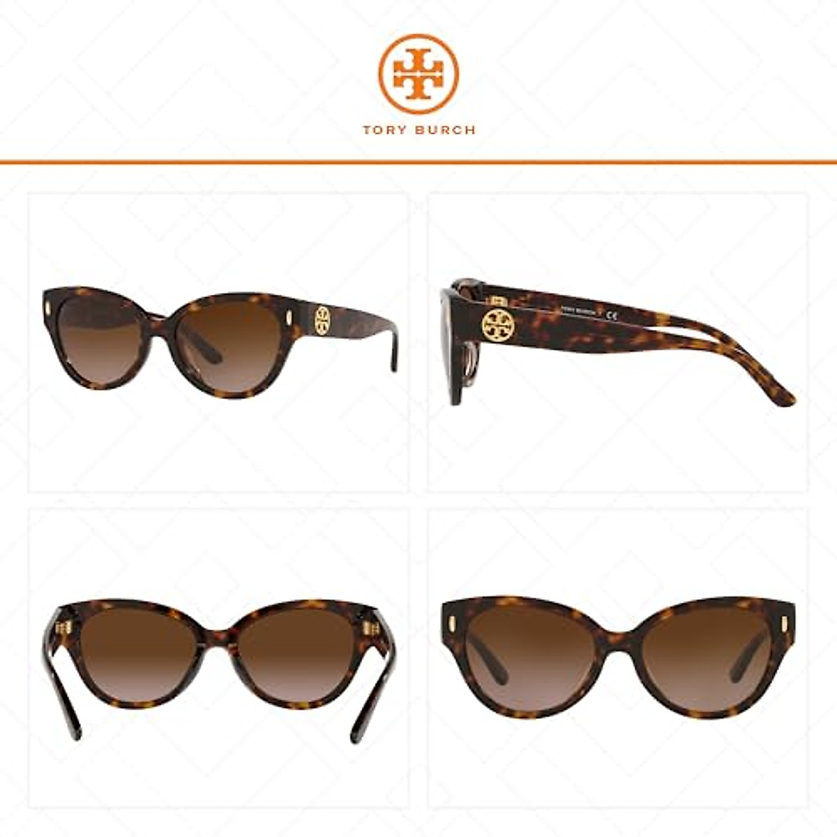 Tory Burch TY7168U 172813 52MM Dark Tortoise/Brown Gradient Cateye Sunglasses for Women + BUNDLE With Designer iWear Eyewear Kit