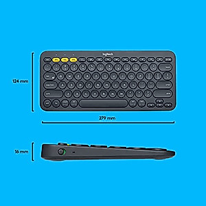 Logitech K380 Multi-Device Bluetooth Keyboard – Windows, Mac, Chrome OS, Android, iPad, iPhone, Apple TV Compatible – with Flow Cross-Computer Control and Easy-Switch up to 3 Devices – Dark Grey
